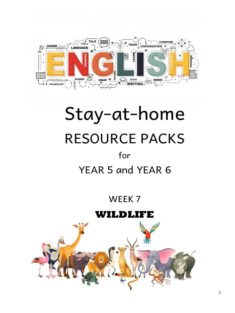 Fillable Online Stay-at-home English Resource Pack Wildlife WEEK 7 Year ...