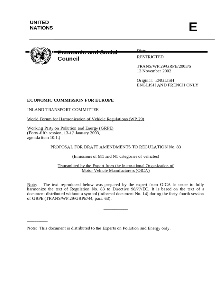 WP.29's Working Party on Brakes and Running Gear - UNECE Doc Template | pdfFiller