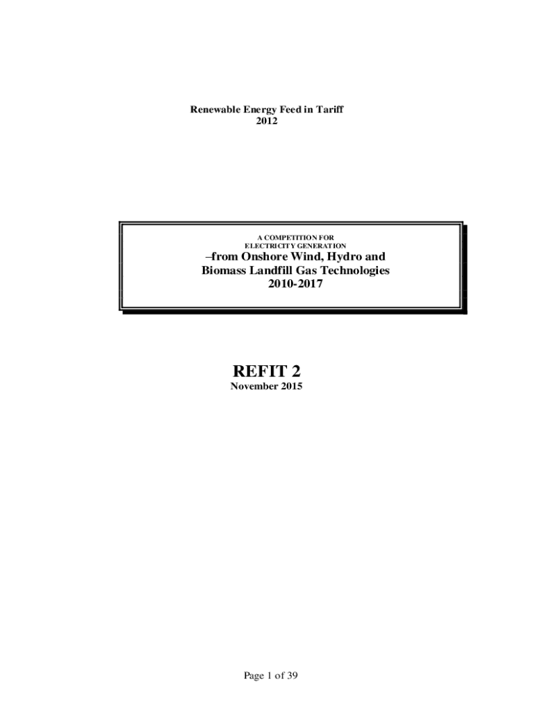 Fillable Online Renewable Energy Feed-in Tariff 2 and 3 (REFIT 2 and 3) - IEA Fax Email Print ...