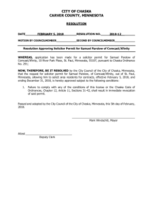 Fillable Online city of chaska carver county, minnesota - resolution ...