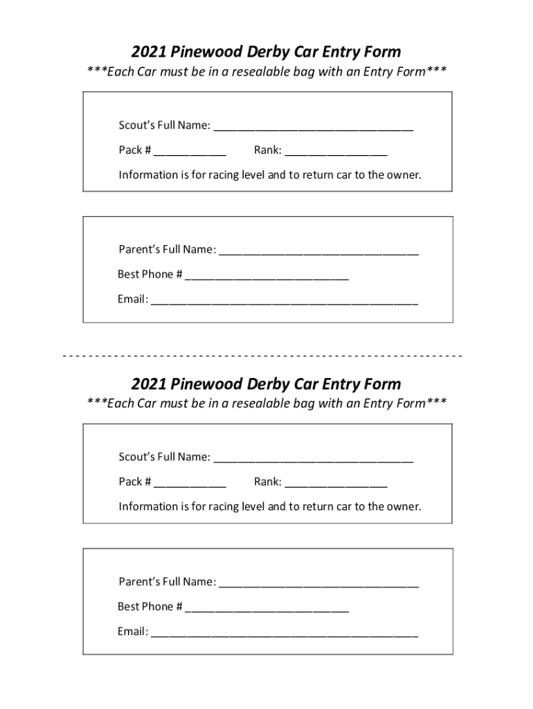 Fillable Online Tidewater Council Pinewood DerbyRace Day part 4! Fax Email Print - pdfFiller