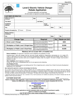 Fillable Online ELECTRIC VEHICLE (EV) CHARGER REBATE APPLICATION Fax ...