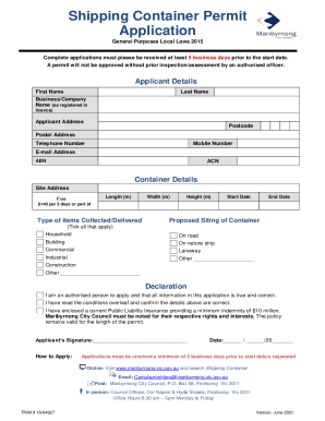 Fillable Online Shipping Container Permit Application Fax Email Print ...