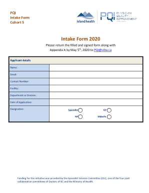 Fillable Online PQI Cohort Training Application Form Fax Email Print ...