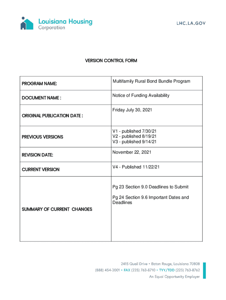 Fillable Online VERSION CONTROL FORM PROGRAM NAME: DOCUMENT ... Fax Email Print - pdfFiller