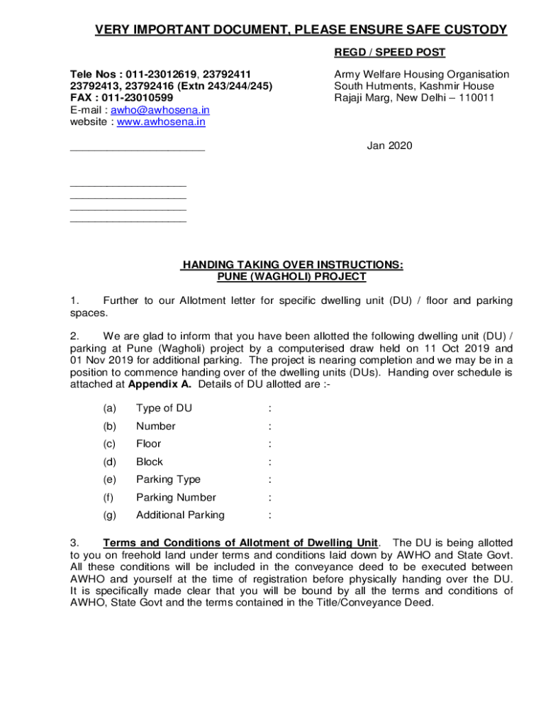 Fillable Online VERY IMPORTANT DOCUMENT, PLEASE ENSURE ... - AWHO Fax Email Print - pdfFiller