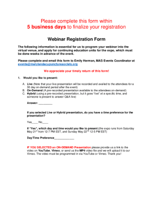 Fillable Online Please complete this form within 5 business days to ...