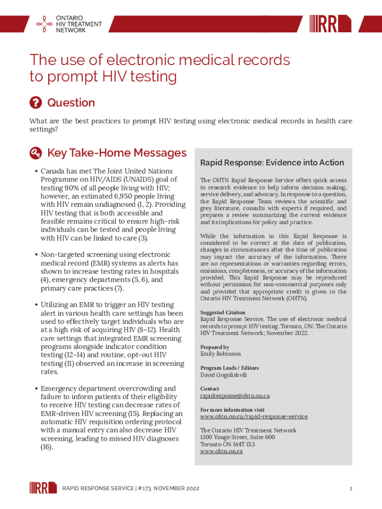 Fillable Online The use of electronic medical records to prompt HIV ...