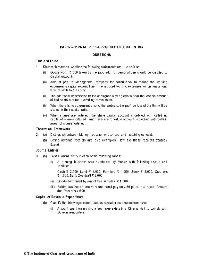 Fillable Online Weightage of Marks for CA Foundation Paper-1 Accounting ... Fax Email Print ...