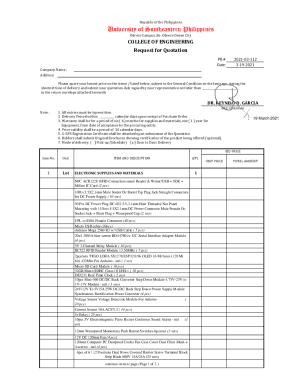 Fillable Online request for quotation - University of Southeastern Philippines Fax Email Print ...