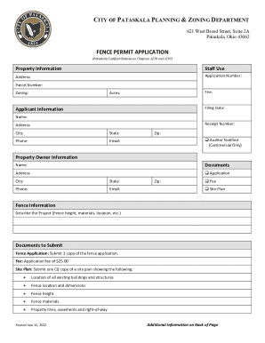 Fillable Online FENCE PERMIT APPLICATION - City Of Pataskala Fax Email Print - pdfFiller