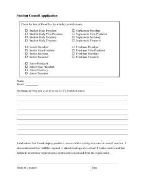 Fillable Online Student Council Application - Horry County Schools Fax ...