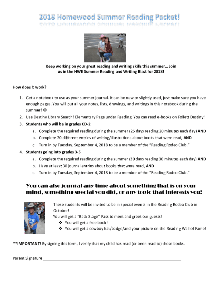 Fillable Online Five Ways To Encourage Summer Reading and Writing Fax ...