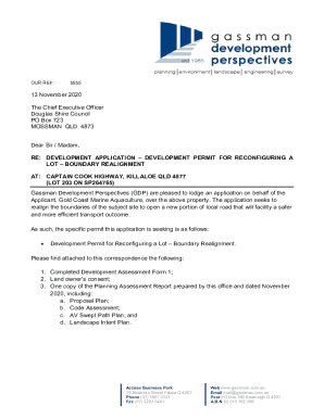 Fillable Online Email Dear Sir, RE: APPLICATION FOR A DEVELOPMEN Fax ...