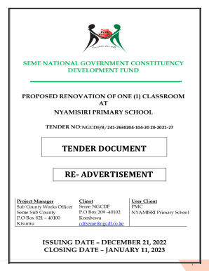 Fillable Online TENDER DOCUMENT RE- ADVERTISEMENT Fax Email Print ...