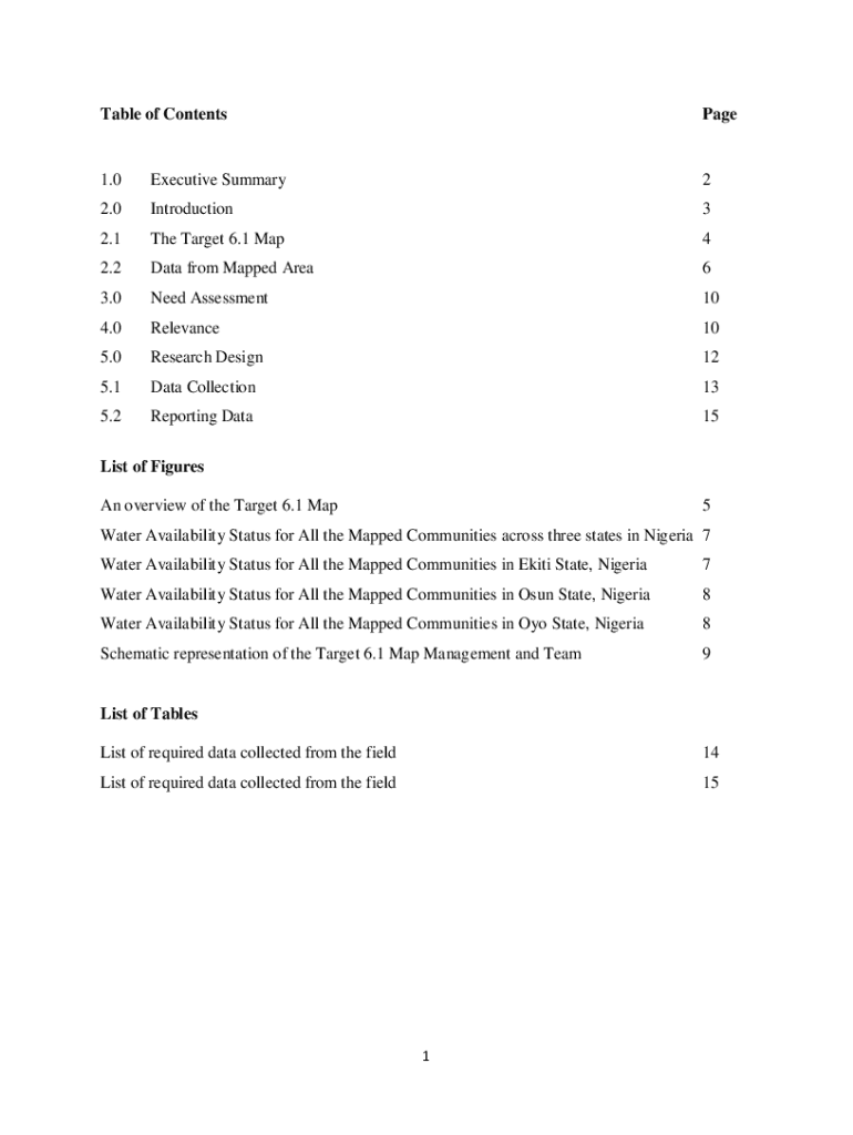 Fillable Online Table of Contents - Water Action Hub Fax Email Print ...