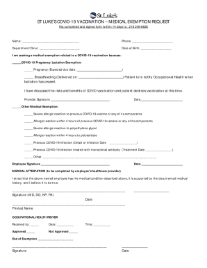 Fillable Online COVID-19 Vaccine Medical Exemption FormSinai Health Fax ...