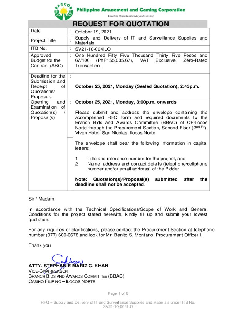 Fillable Online 4792Q REQUEST FOR QUOTATION - City of Richmond Fax Email Print - pdfFiller