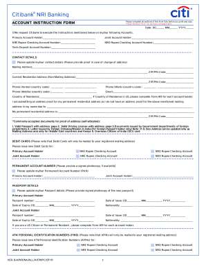 Fillable Online Citibank NRI Banking Fax Email Print - pdfFiller