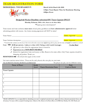 Fillable Online KEY CLUB Dodgeball Tournament Registration Form Fax ...