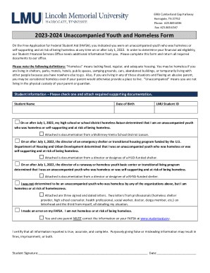 Fillable Online 2023-2024 Unaccompanied Youth and Homeless Form Fax ...