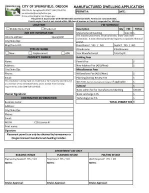 Fillable Online Permits Issued - City of Springfield Oregon Fax Email ...