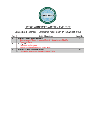 Fillable Online LIST OF WITNESSES WRITTEN EVIDENCE - Fiji Parliament ...