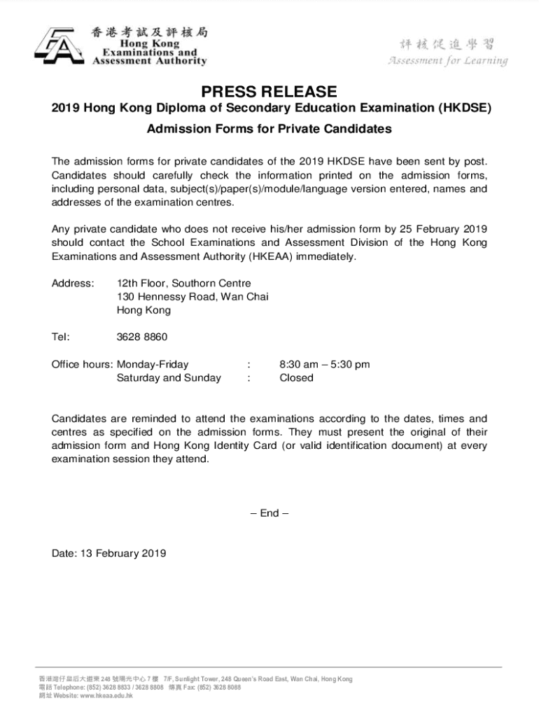 Fillable Online FAQs on HKDSE - Admission Form Fax Email Print - pdfFiller