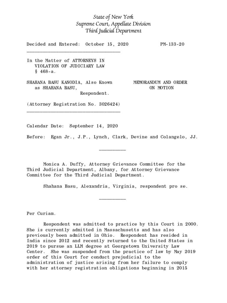 Fillable Online decisions courts state ny PM-133-20 Fax Email Print - pdfFiller