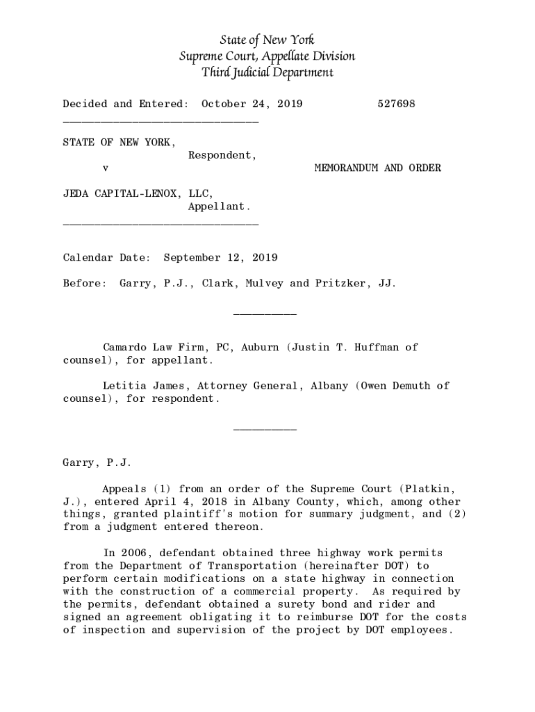 Fillable Online decisions courts state ny Civil Appeals in New York: Second Department Toolkit ...