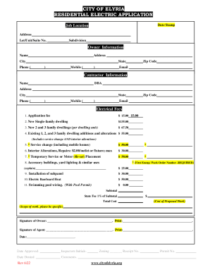 Fillable Online RESIDENTIAL ELECTRIC APPLICATION Fax Email Print ...