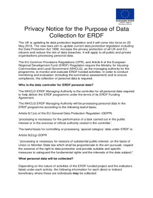 Fillable Online Privacy Notice for the Purpose of Data Collection for ...