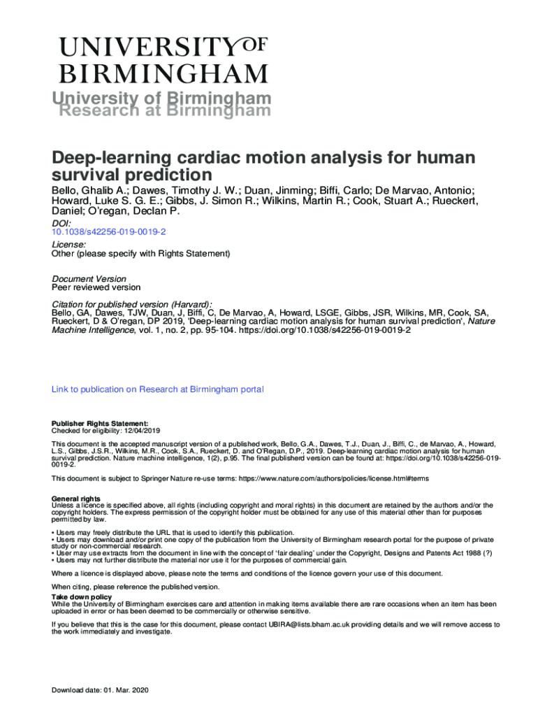 Fillable Online Deep-learning cardiac motion analysis for human ...