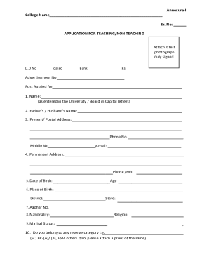 Fillable Online APPLICATION FOR NON-TEACHING POSITION - AWS Fax Email ...