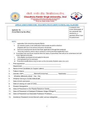 Fillable Online Annexure-E Application Form-Deputation-Professor Fax ...