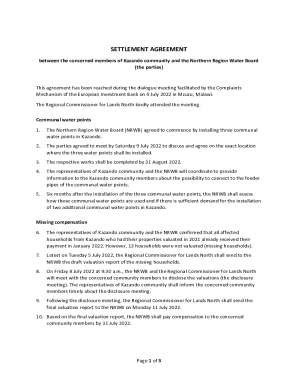 Fillable Online Settlement Agreement and Release - California Water ...