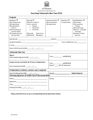 Fillable Online med uottawa 2 Step TB Skin Test Form for 1st Year ...