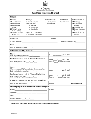 Fillable Online med uottawa Two Steps Tuberculin Skin Test Fax Email ...