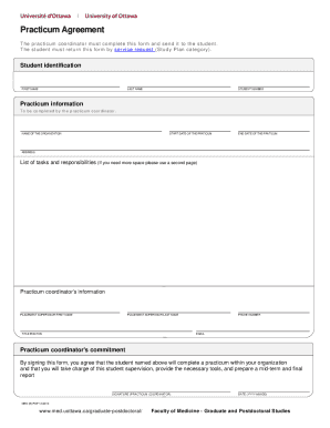 Fillable Online med uottawa Practicum Agreement Form Fax Email Print - pdfFiller