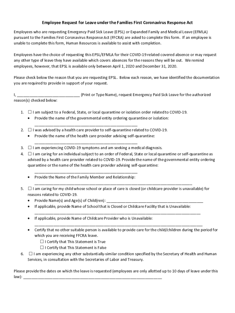 Fillable Online FFCRA Paid Sick Leave Use Verification Form Fax Email ...