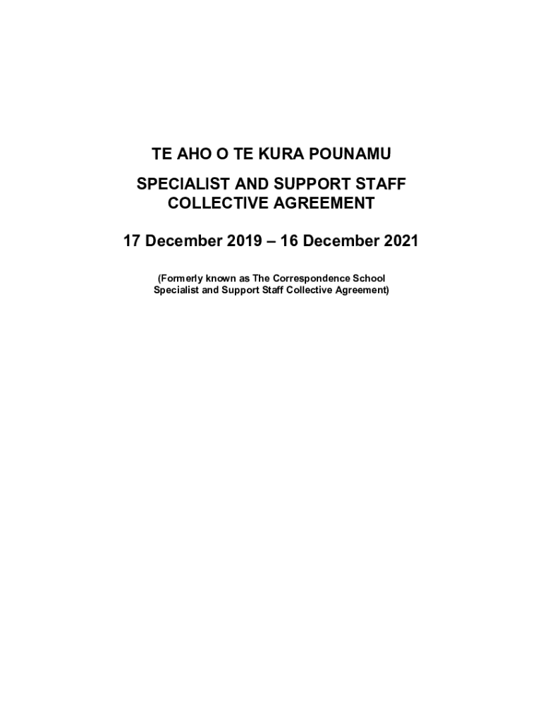 Fillable Online Te Kura Specialist and Support Staff Collective Agreement ... Fax Email Print ...