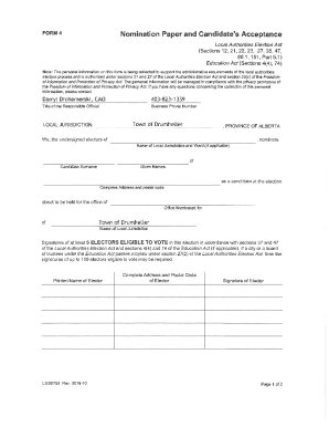 Fillable Online NOMINATION PAPER AND CANDIDATE'S ACCEPTANCE Fax Email ...