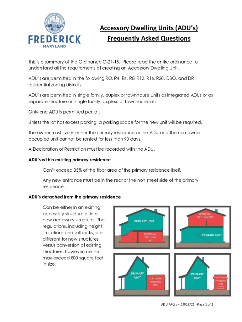 Fillable Online Accessory Dwelling Units (ADU's) Frequently Asked Questions Fax Email Print ...
