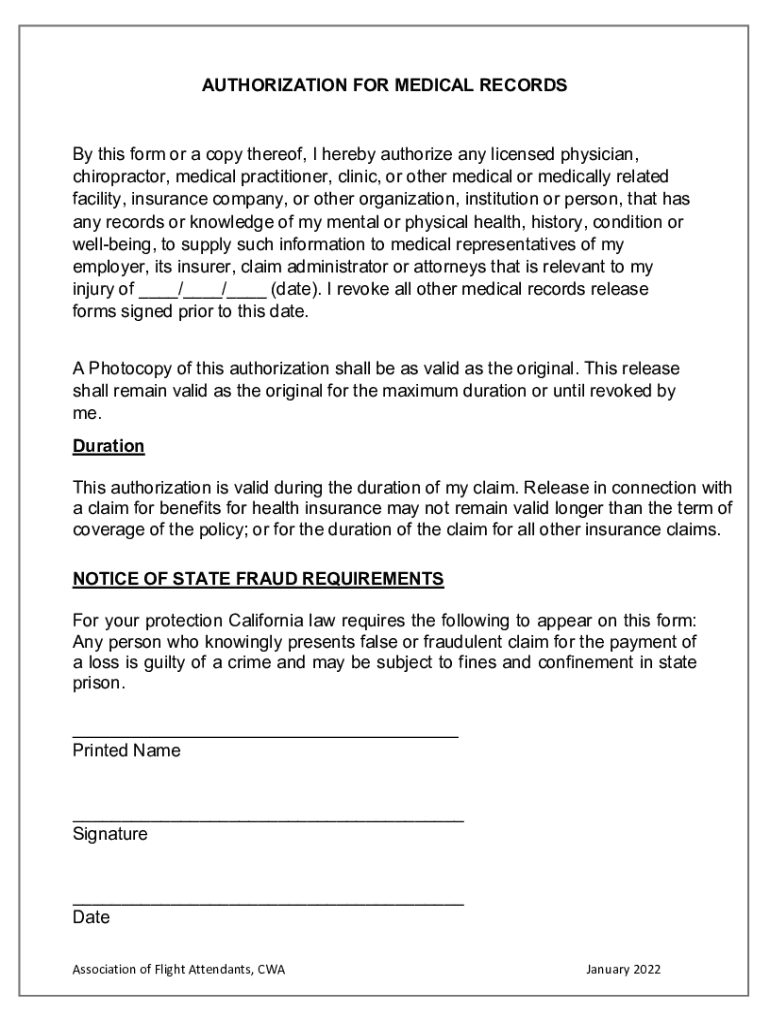 Fillable Online Revised AFA Medical Release Form Fax Email Print ...