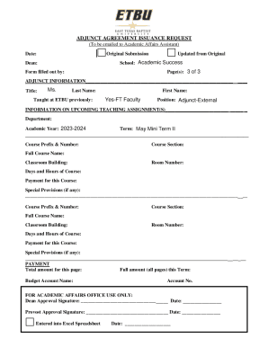 Fillable Online ADJUNCT AGREEMENT ISSUANCE REQUEST Fax Email Print - pdfFiller