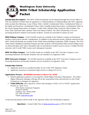 Fillable Online native wsu MOU Tribal Scholarship - WSU's Native American Programs Fax Email ...