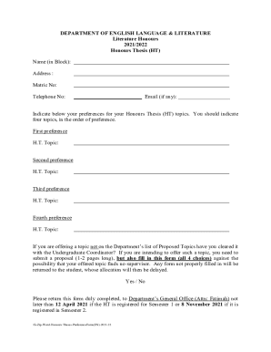 Fillable Online Honours Thesis (HT) Fax Email Print - pdfFiller