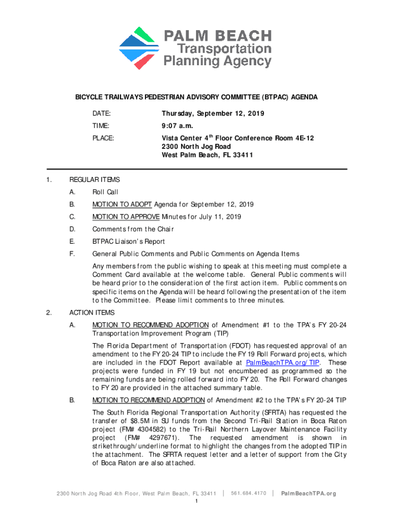 Fillable Online BICYCLE TRAILWAYS PEDESTRIAN ... - Palm Beach TPA Fax ...
