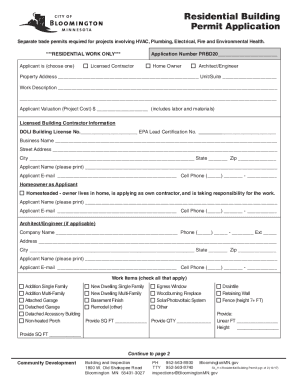 Fillable Online Residential Building Permit Application - City of ...