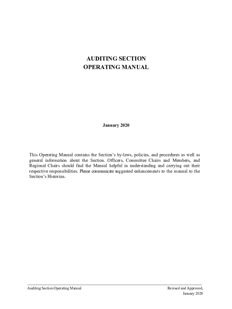 Fillable Online Auditing Section Operating Manual as Revised January ...
